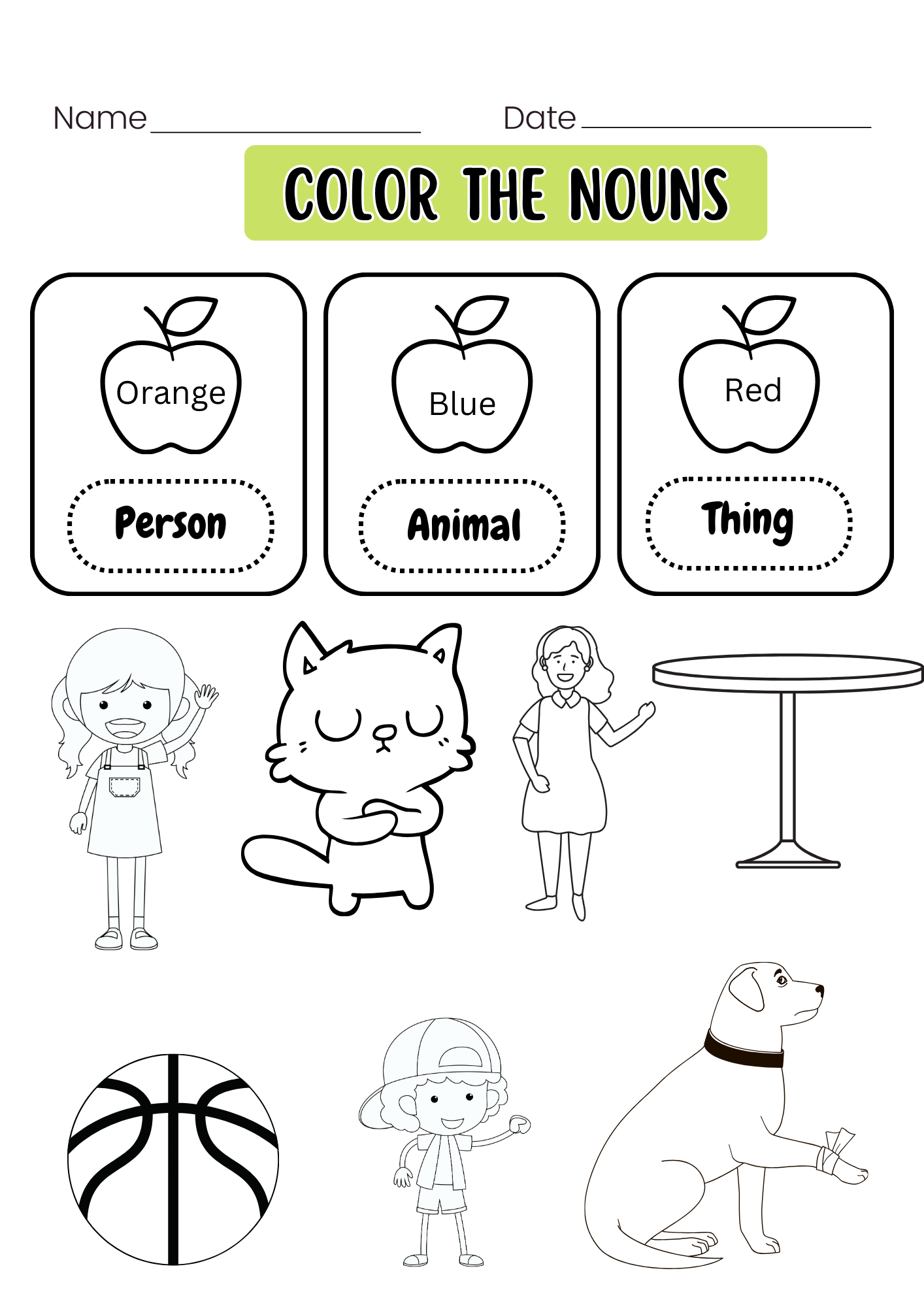 The Kindergarten Noun Worksheet MyLearningYard The Kindergarten Noun Worksheet MyLearningYard