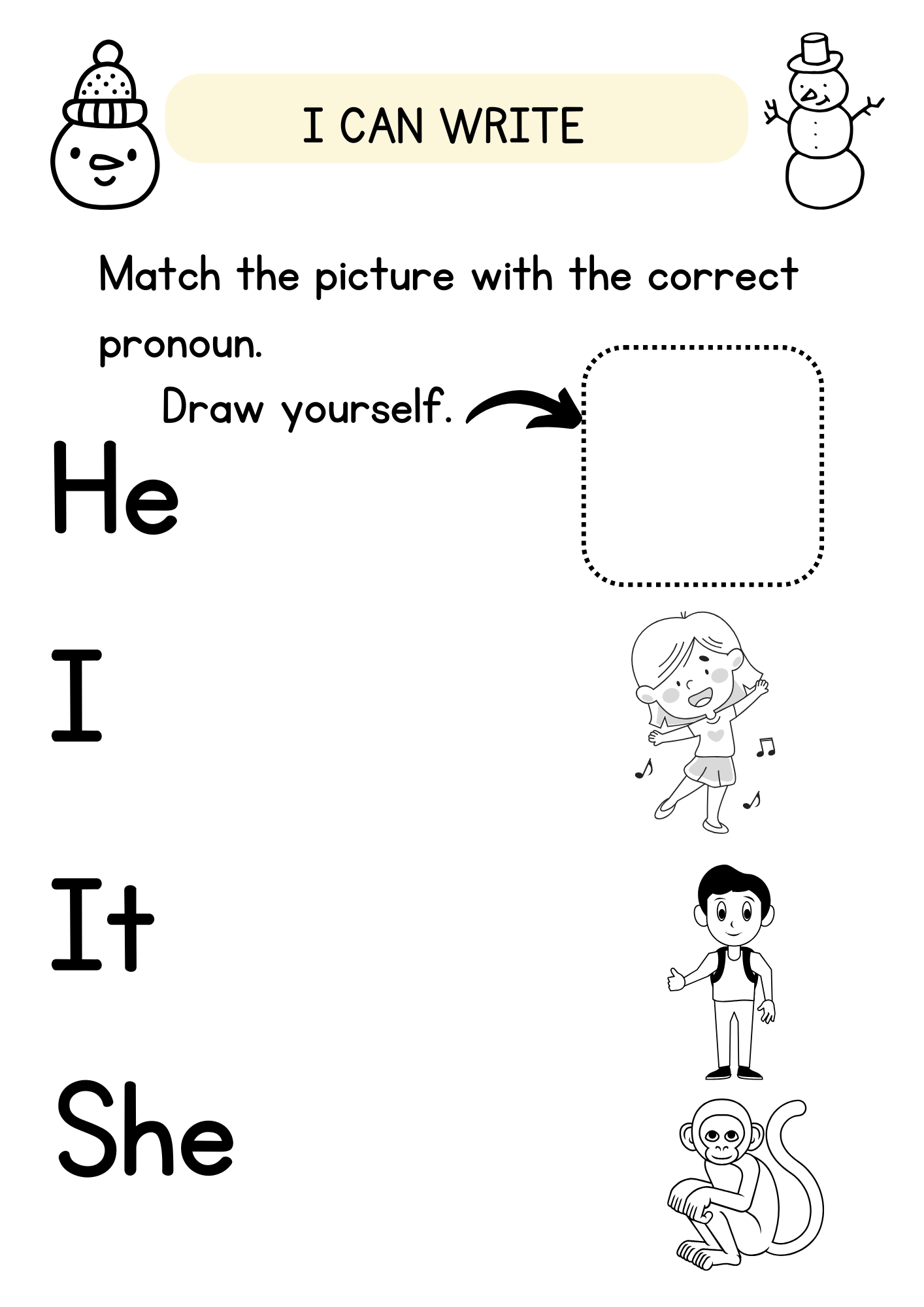 Nursery Two Pronoun Worksheet MyLearningYard Nursery Two Pronoun Worksheet MyLearningYard